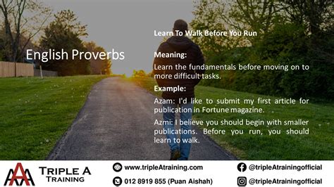 English For Frontliners English Proverbs Learn To Walk Before You Run
