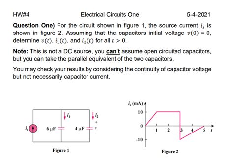 Solved HW 4 Electrical Circuits One 5 4 2021 Question One Chegg Com
