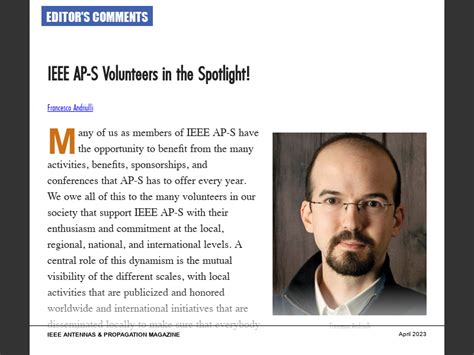 Ieee Antennas And Propagation Magazine April 2023editors Comments