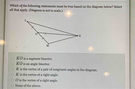 Solved Which Of The Following Statements Must Be True Based On The