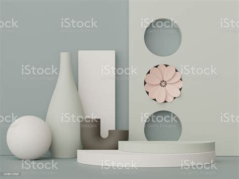 제품 및 화장품 프레젠테이션을 위한 3d 렌더링 디스플레이 연단 광고를위한 최소한의 장면 웹 배너와 모형에 대한 추상적인 깨끗한