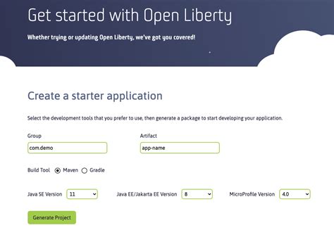 An Easy Way To Generate The Necessary Files To Start With Open Liberty Openliberty Io