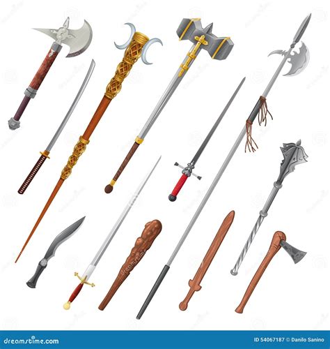 Set Of Different Weapons Stock Vector Image 54067187