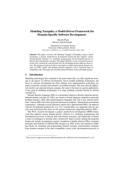 Pdf Modeling Turnpike A Model Driven Framework For Domain Specific