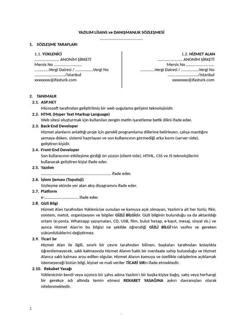 Yazilim Sozlesmesi Pdf