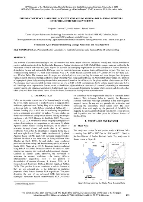 Pdf Psinsar Coherence Based Displacement Analysis Of Krishna Delta