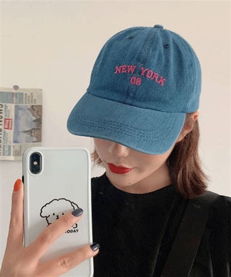 뉴욕 08 자수 데님 청 볼캡 야구모자 캡모자