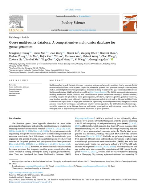Pdf Goose Multi Omics Database A Comprehensive Multi Omics Database For Goose Genomics