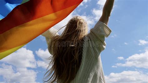 Transgender Holds The Lgbt Flag On International Day Stock Image