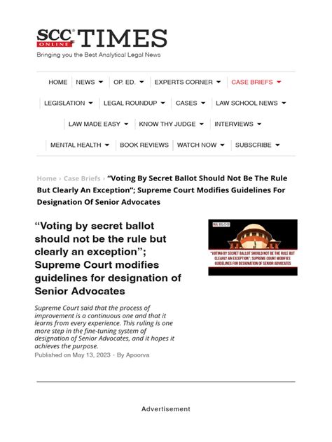 Supreme Court Modifies Guidelines For Designation Of Senior Advocate