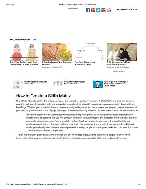 Pdf How To Create A Skills Matrix For Dummies Dokumen Tips