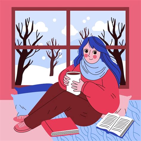 Free Vector Flat Winter Window Illustration