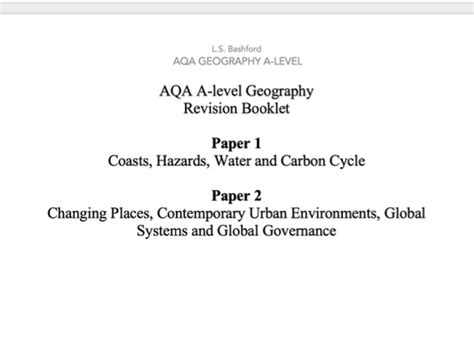 A Level Aqa Geography Revision Bundle Teaching Resources