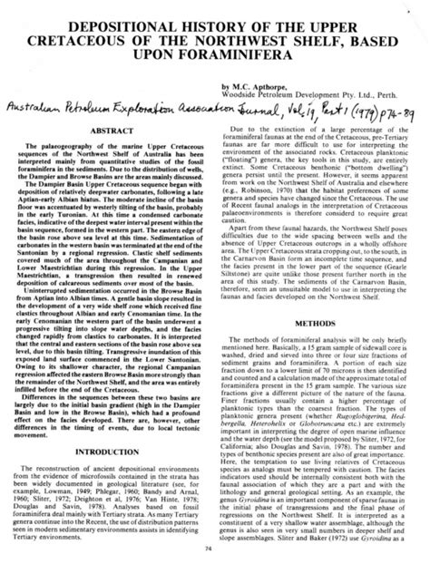 Pdf Upper Cretaceous Depositional History Of The Northwest Shelf Australia