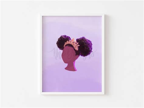 Purple Princess Puffs Art Young Queen Art Print Afro Puffs Etsy