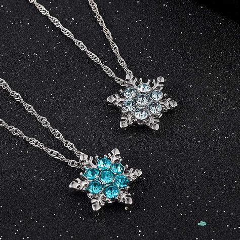 Crystal Snowflake Pendant Necklace Quymart Jewelry