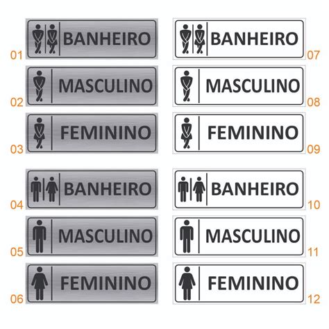 Placa De Sinalização Porta Banheiro Wc Lavado Masculino Feminino Unisex