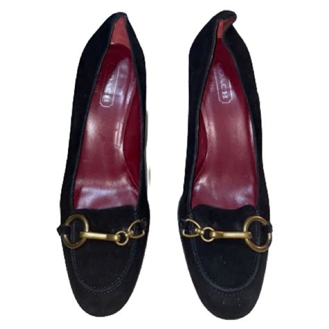 Coach Aubrey Shoes Coach Aubrey Black Suede Kitten Heel Shoe Womens
