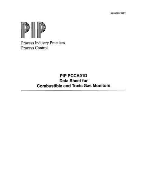 Pip Pcca01d 2004 Data Sheet For Combustible And Toxic Gas Monitors Pdf Detector Radio