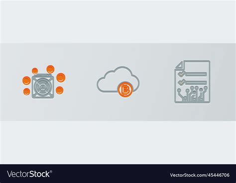 Set Line Smart Contract Asic Miner And Royalty Free Vector