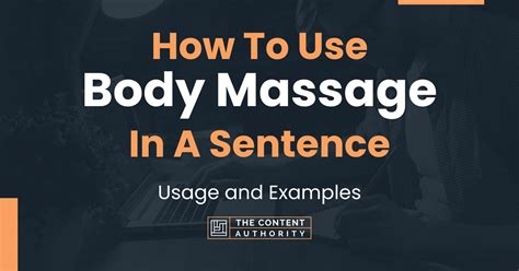 How To Use Body Massage In A Sentence Usage And Examples
