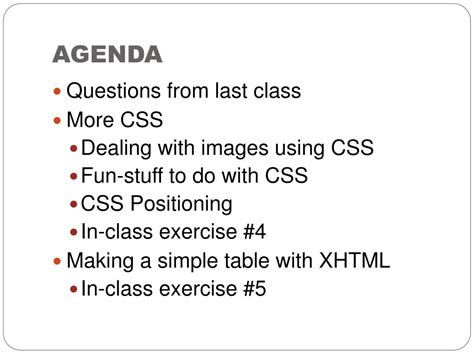 Ppt Stylizing Pages Using Css And Creating A Table In Xhtml