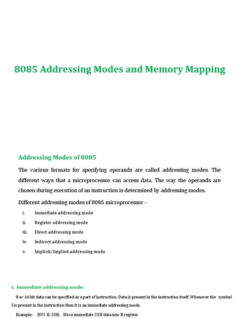 8085 addressing modes and memory mapping pdf manufactured goods