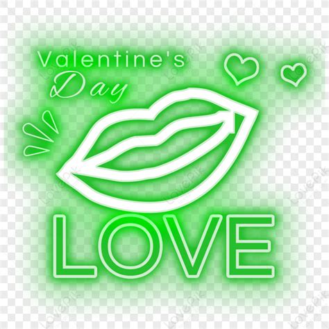 발렌타인 데이 녹색 섹시한 입술 일러스트 네온 효과아름다운사랑 Png 일러스트 무료 다운로드 Lovepik