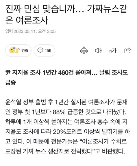 실시간 여론조사 부정하는 조선일보 ㅋㅋㅋ 정치시사 에펨코리아