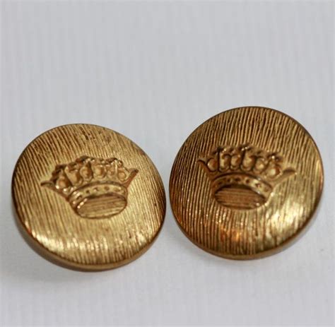Vintage Composite Metal Coat Shank Brass Buttons Royal Crown Etsy