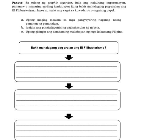Panuto Sa Tulong Ng Graphic Organizer Itala StudyX