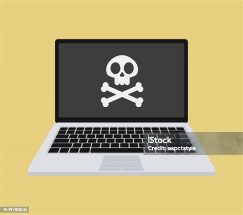Vector Illustration Of Laptop System Error Warning Virus Attention Hacker Attack And Web