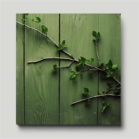 Premium Ai Image Illustration Of Green Tree Branch On Rustic Wood