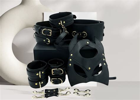 Luxury Bondage Restraint Set With A Face Mask Vegan Leather Bdsm Kit