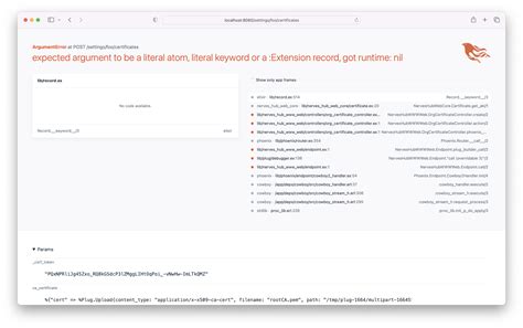 server error when uploading a new ca signed by root ca key pem · issue