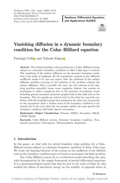 Vanishing Diffusion In A Dynamic Boundary Condition For The Cahnhilliard Equation Request Pdf