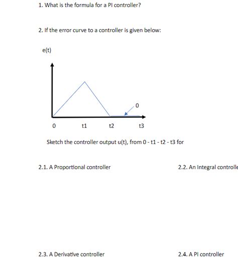 Solved What Is The Formula For A PI Controller If The Chegg