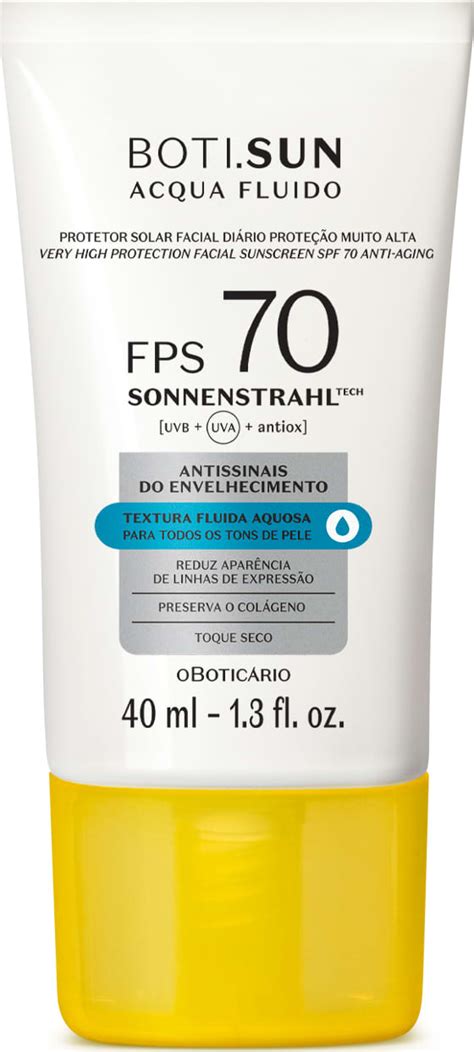 Protetor Solar Facial Antissinais Fps70 Botisun Acqua Fluido 40ml O