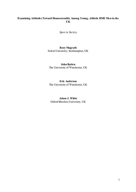 Pdf Examining Attitudes Towards Homosexuality Among Young Athletic