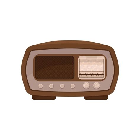 흰색 바탕에 빈티지 라디오 벡터 일러스트 레이 션 프리미엄 벡터