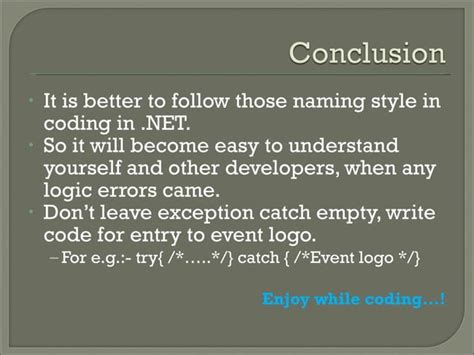 Naming Standards And Basic Rules In Net Coding Ppt Programming