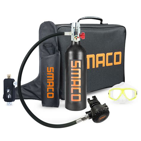 SMACO S400 1L Mini Scuba Diving Tank With DOT Certified Black