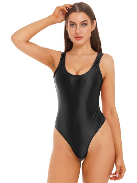 Iefiel Womens One Piece See Through Sheer Lingerie High Cut Leotard