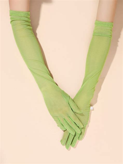 Guantes Largos Unicolor Long Gloves Aesthetic Gloves Green Gloves