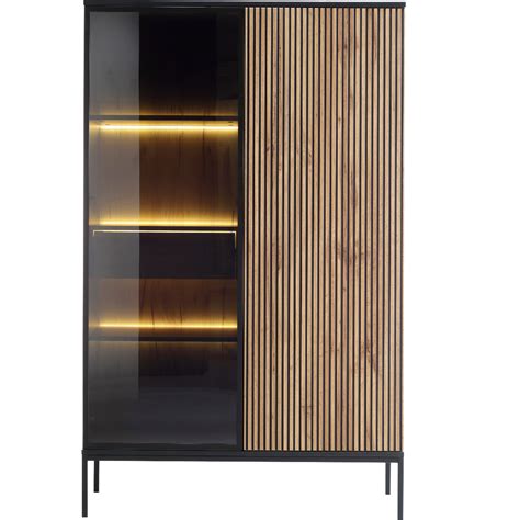 Vitrine Sento 02 Schwarz Wotan Eiche Moebline Shop