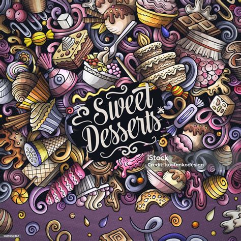 Sweet Food Cartoon Vector Doodles Frame Stock Illustration Download