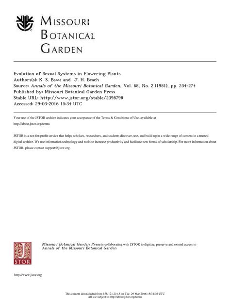 Pdf Evolution Of Sexual Systems In Flowering Plants