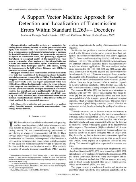 Pdf A Support Vector Machine Approach For Detection And Localization Of Transmission Errors