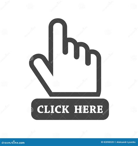 Click Here Icon Hand Cursor Signs Stock Vector Illustration Of Label