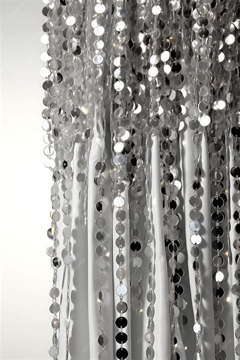 Premium Ai Image Isolated Of Sequin Curtain Silver String Curtains